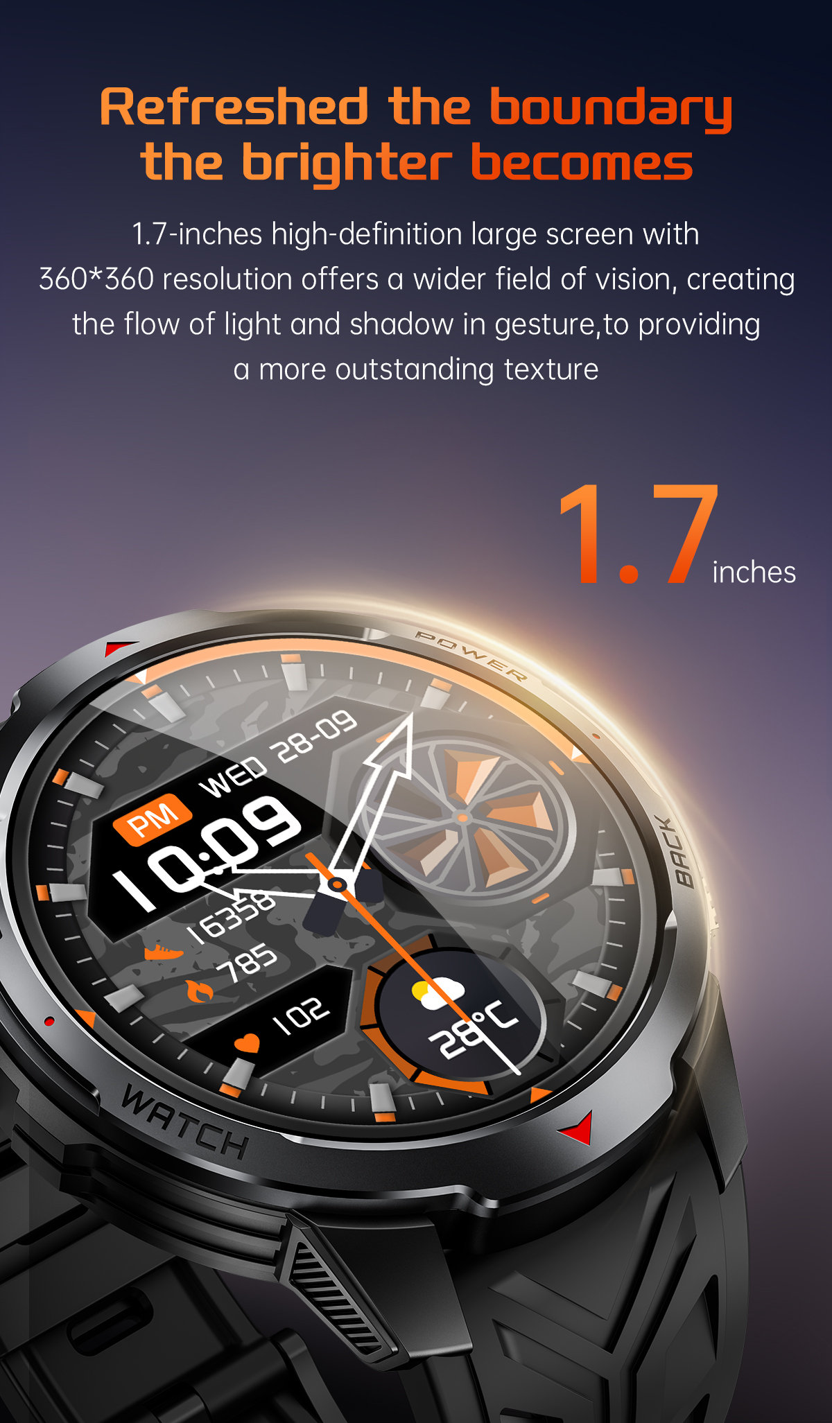 Smart Watch Men Compass 1100mAh Large Battery LED Flashlight 3ATM ...