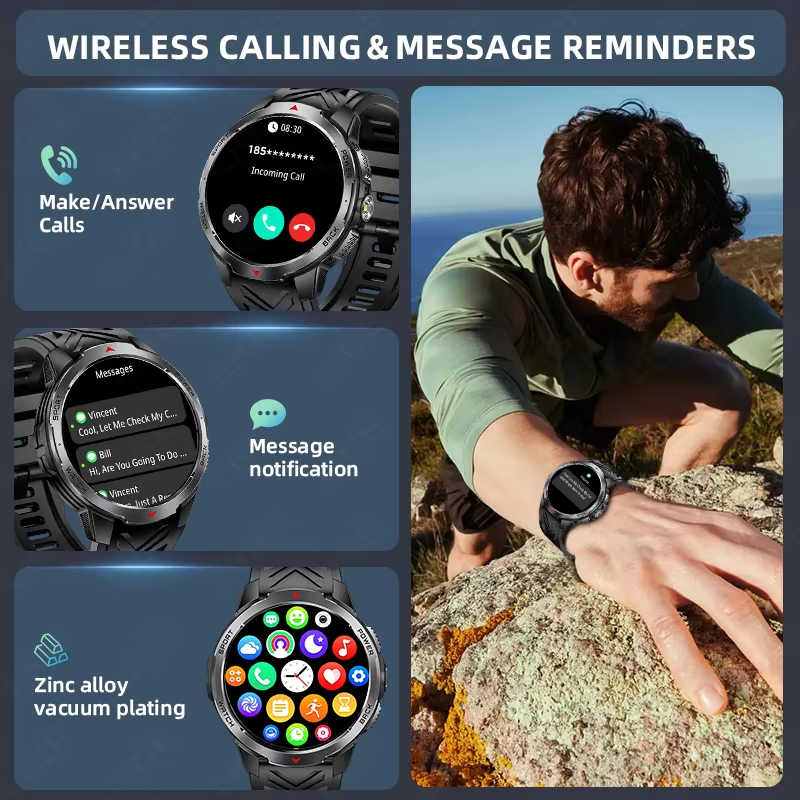 Smart Watch Men Compass 1100mAh Large Battery LED Flashlight 3ATM ...