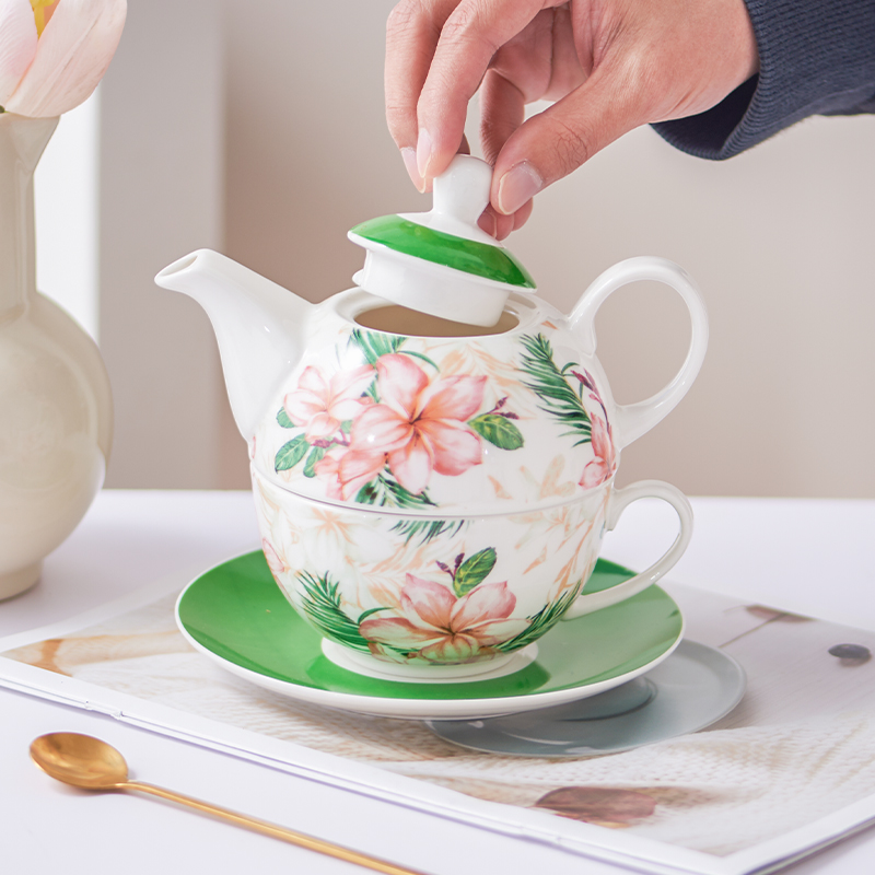 MBB Green Teapot with Detachable Cup（Camellia）Perfect to Coffee & Tea ...
