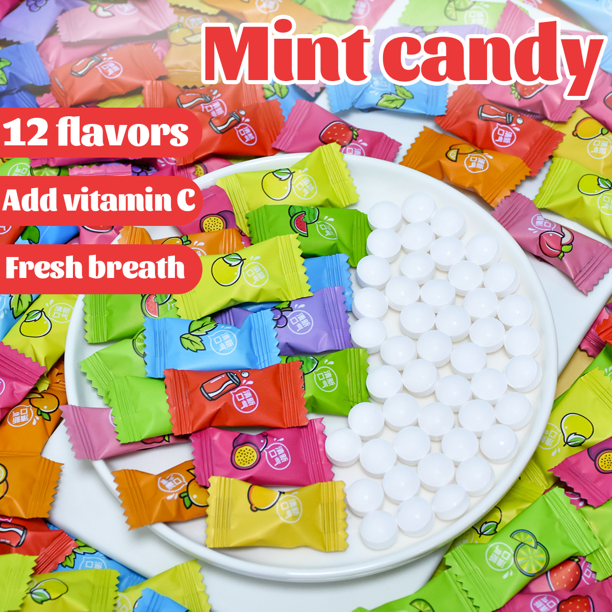 Nan Guo【about 250 pcs】Mint Candy Sugar Free 12 flavors/ Kisses,Fresh ...