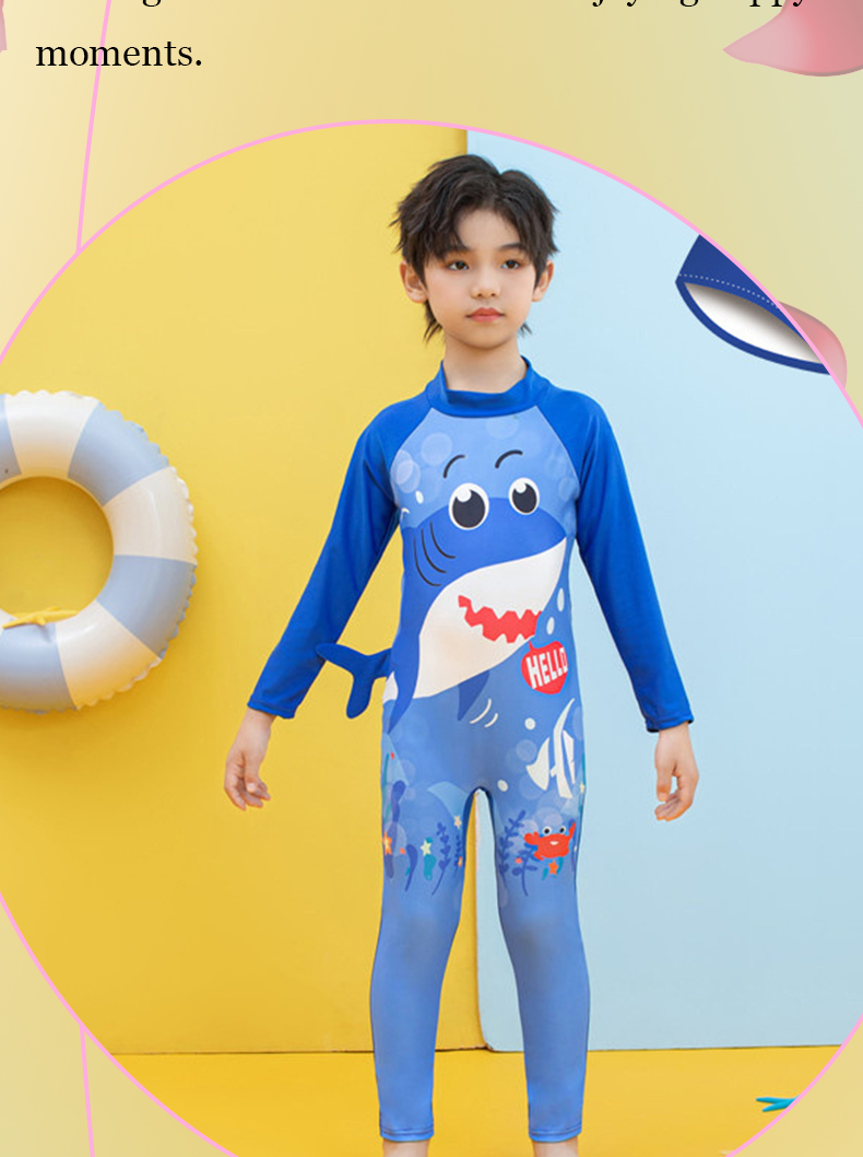 Uniqkids 3-11Yrs Kids Swimsuit with Cap Boys Cartoon Dinosaur Shark ...