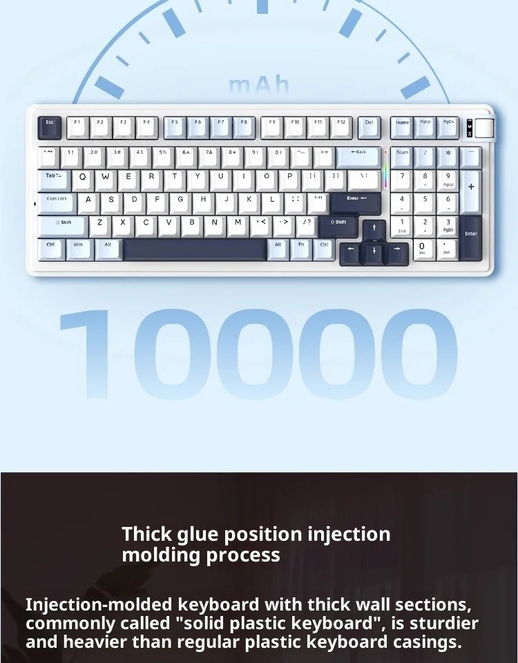KZZI K98 V2 Mechanical Keyboard 3mode BT/2.4G/USB-C Wired 10000mAh RGB ...