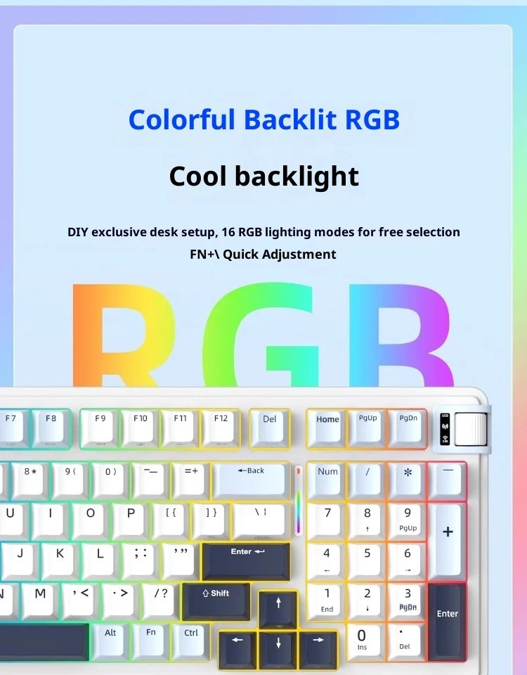 KZZI K98 V2 Mechanical Keyboard 3mode BT/2.4G/USB-C Wired 10000mAh RGB ...