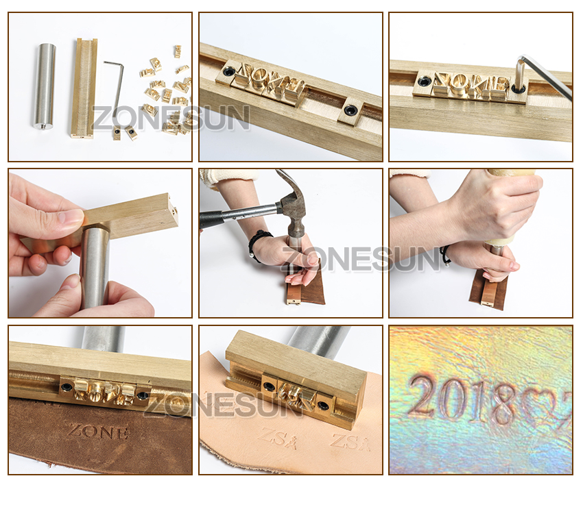 ZONESUN Brass Typeset Die Metal Type Alphabet Numbers Punctuation Marks ...