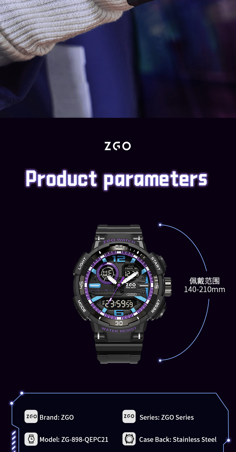 Zgo Student Watch Cyberpunk Designed for Students Clear Luminous ...