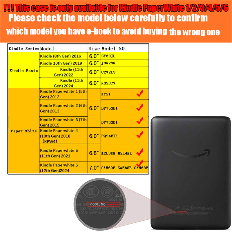 For Kindle Paperwhite 1 2 3 4 5 6 6.0''/6.8''/7.0'' 5th 6th 7th 10th ...