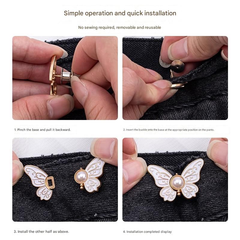 Butterfly 6Pcs Metal Waist Clips Detachable Pins for Women Jeans ...