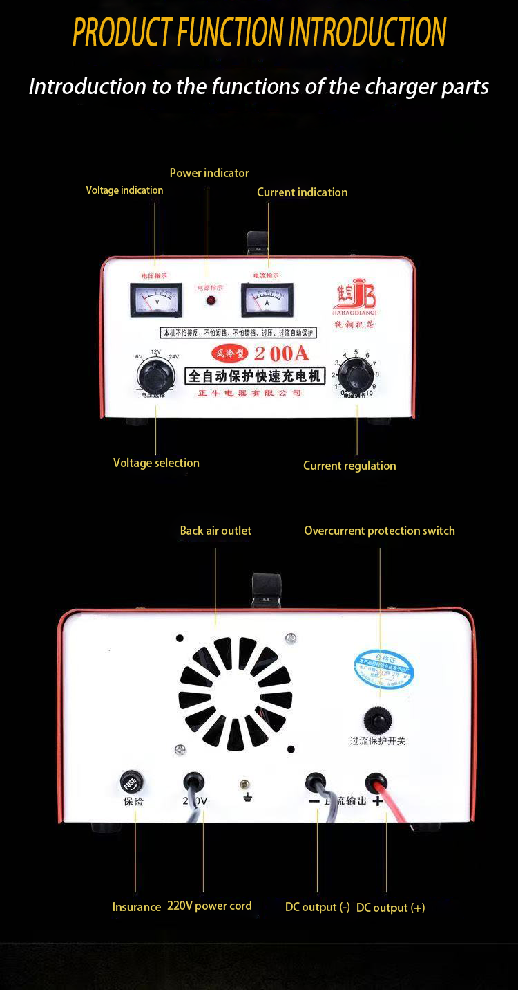 Car battery charger 12V 24V high power truck automatic repair ...