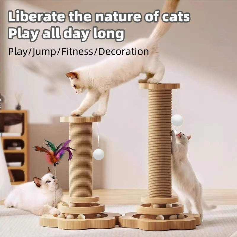 TEEKLAND Cat Tree Scratcher with Hanging Ball｜Interactive Cat Toy ...