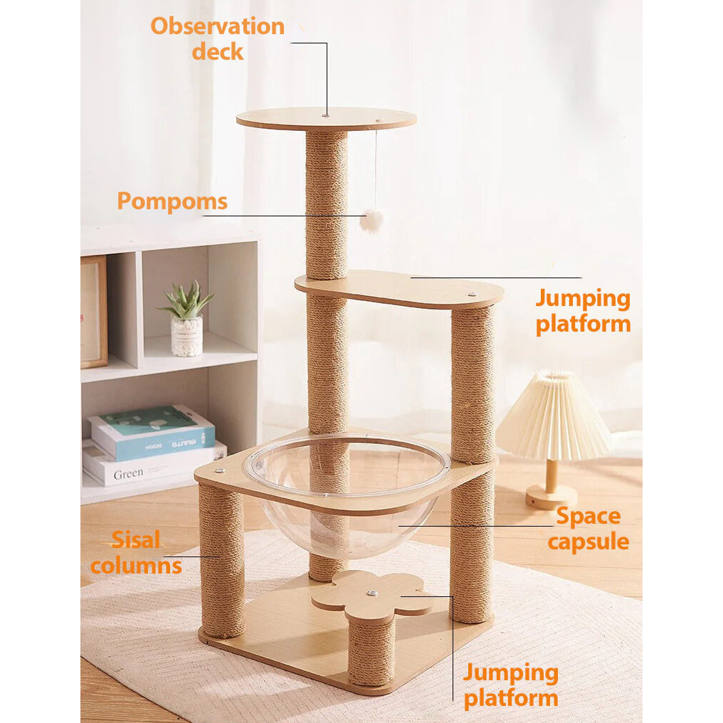 TEEKLAND Cat Tree Scratcher with Hanging Ball｜Interactive Cat Toy ...