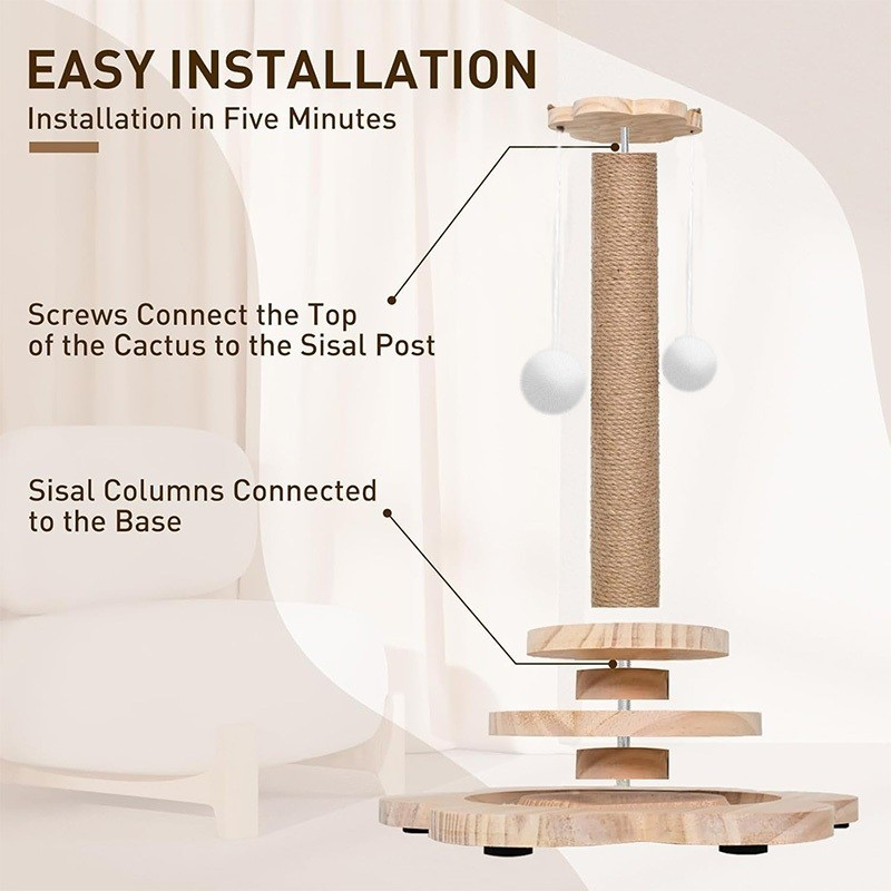 TEEKLAND Cat Tree Scratcher with Hanging Ball｜Interactive Cat Toy ...