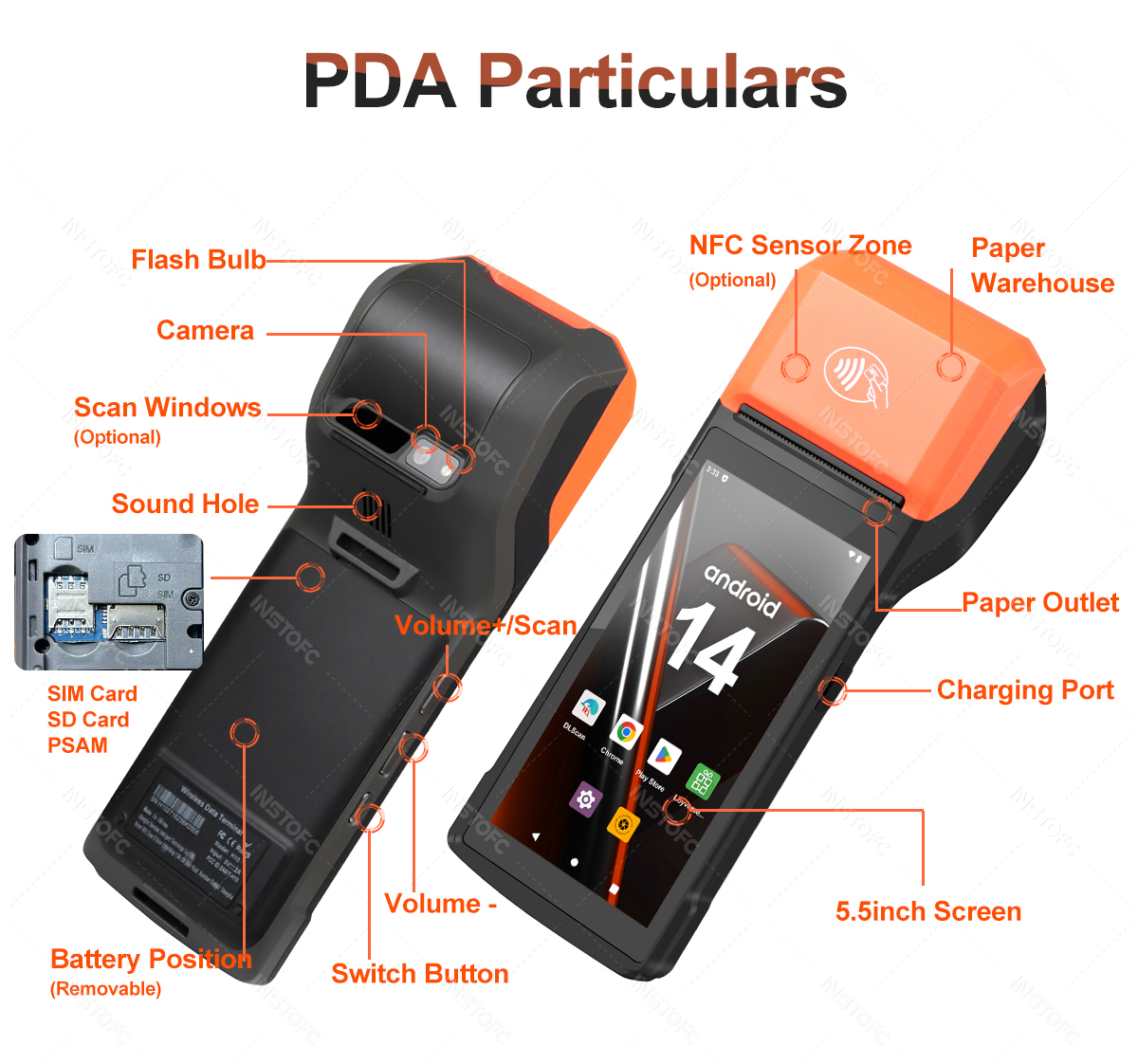 Smart Mobile POS Terminal Android 14 Built-in Printer 3+32GB For Grab ...