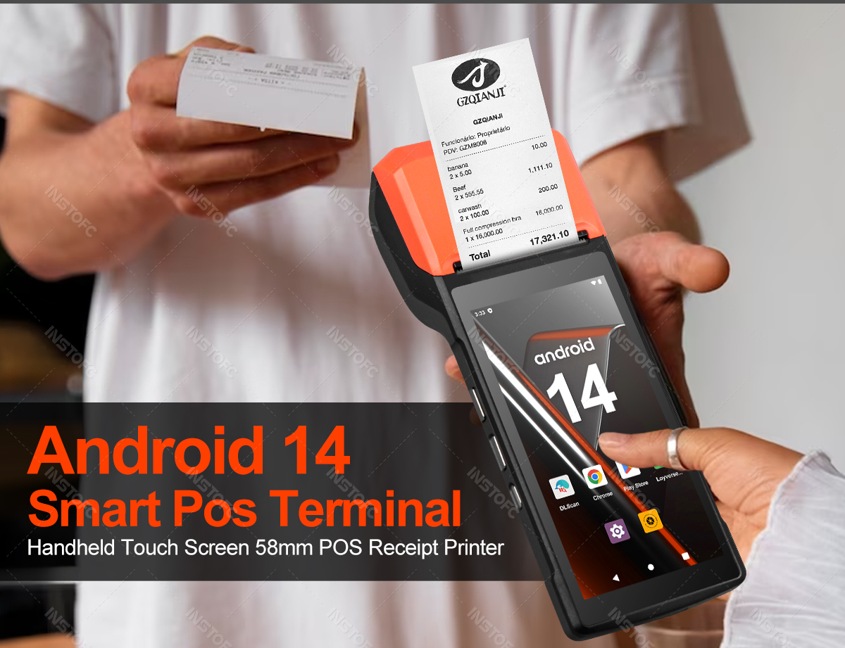 Smart Mobile POS Terminal Android 14 Built-in Printer 3+32GB For Grab ...