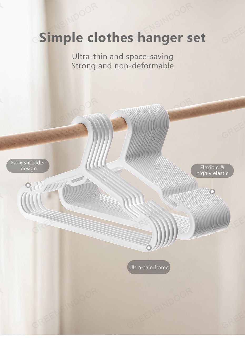 Non-slip clothes hanger, plastic hanger, prevents clothes from ...