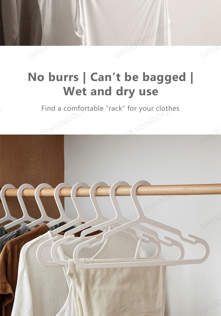 Non-slip clothes hanger, plastic hanger, prevents clothes from ...