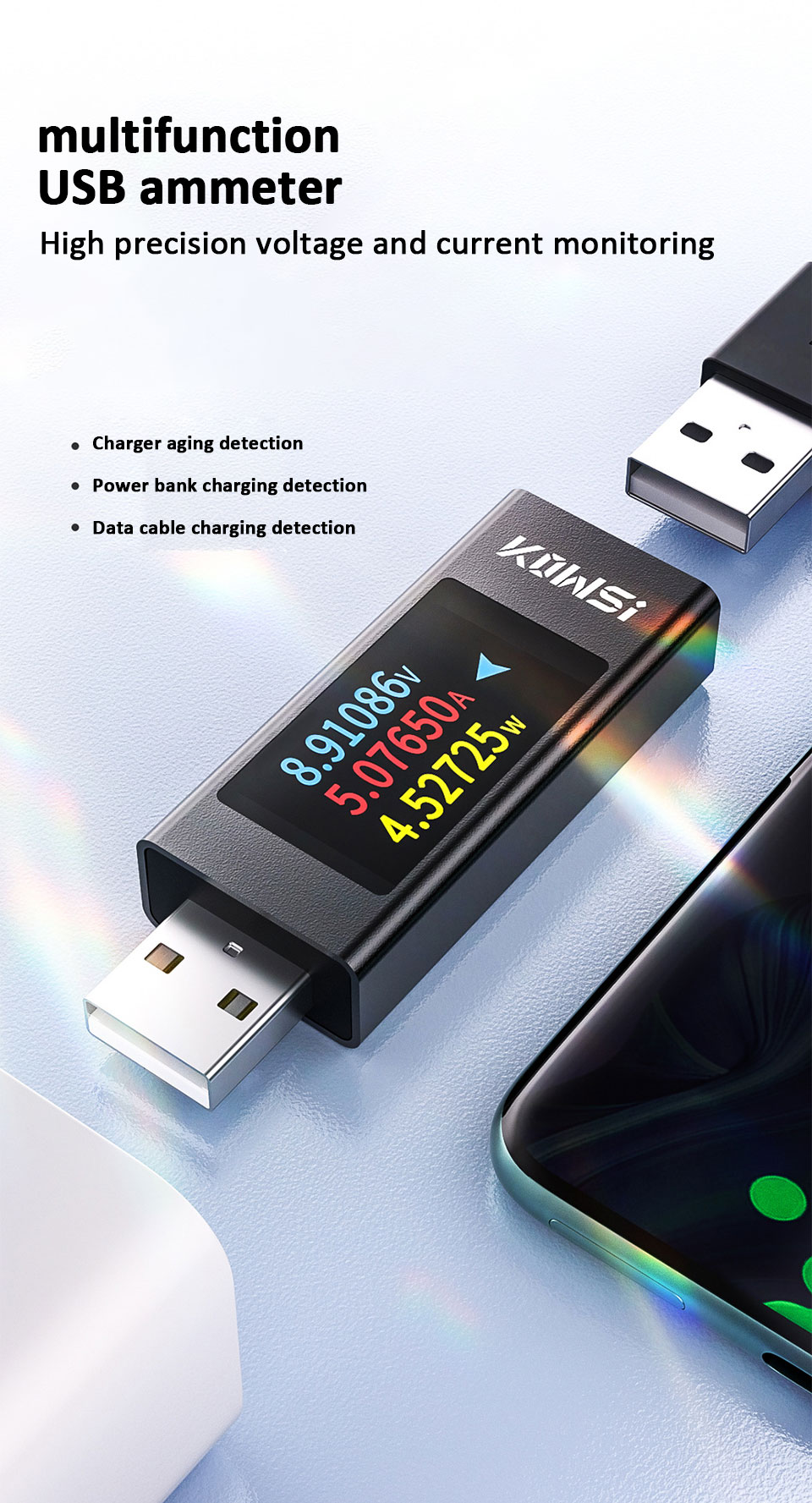 One Piece Smart Charging Assistant: KWS-MX23 USB Power Analyzer with HD ...