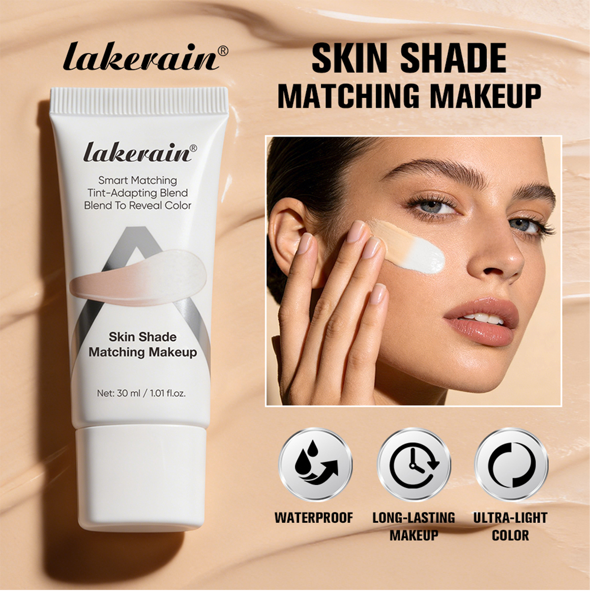 Lakerain Skin Shade Matching Foundation SPF15+ PA+++ Anti-Aging Color ...