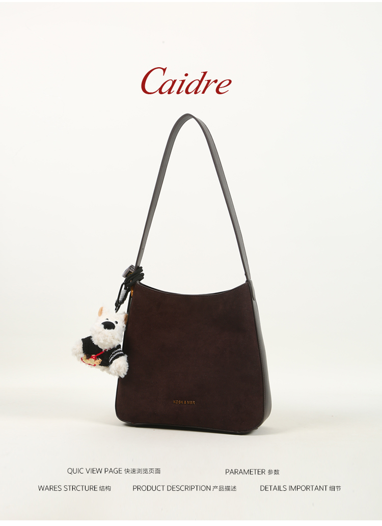 Caidre Simple Bucket Bag Commuter Armpit Order Shoulder Bag Suede ...