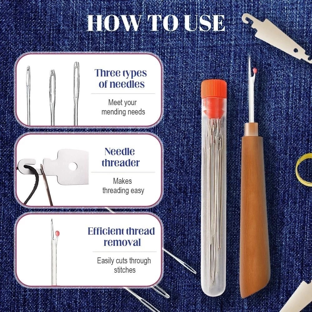 34Pcs Portable Sewing Tool Kit - All-in-One Supplies with Thread ...