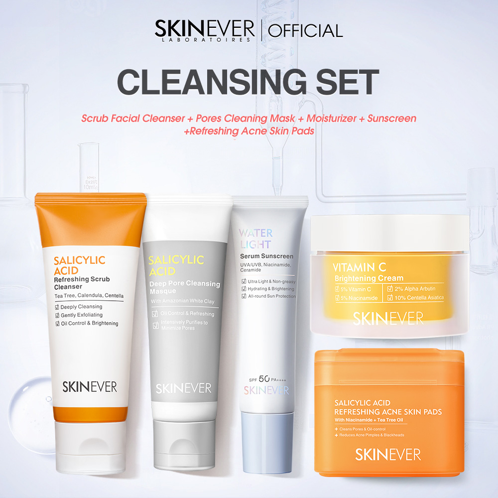 SKINEVER Skincare Set Refreshing Scrub Cleanser Salicylic Acid Serum ...