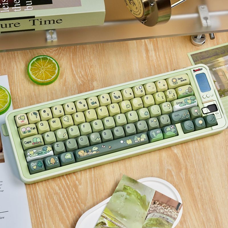 130 Keys Green Cute Frog MOA Profle Keycaps Dye Sublimation PBT Keycaps ...