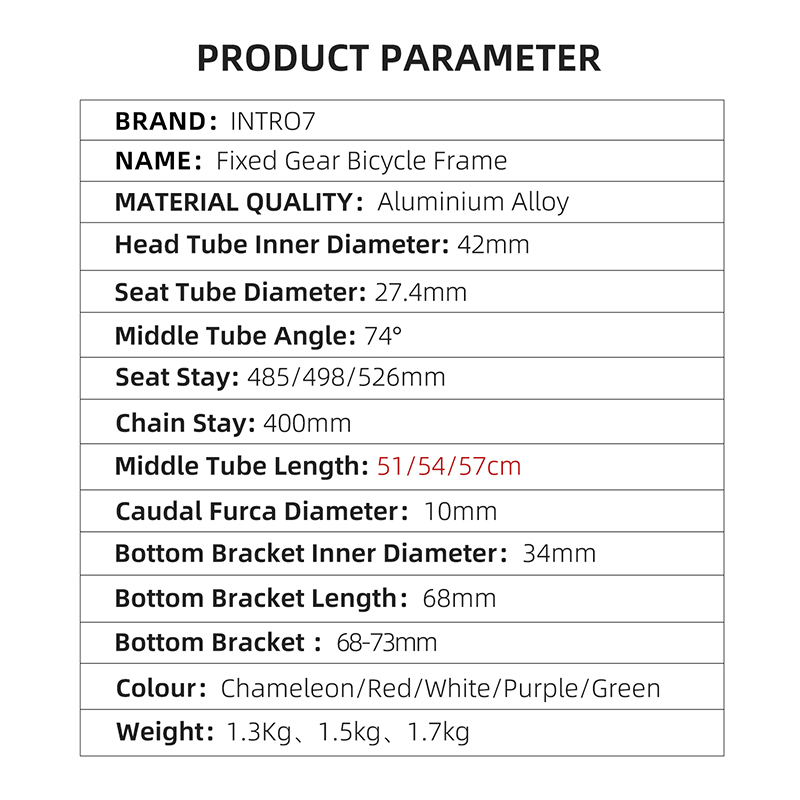 INTRO7 Fixie Frame Set 700C Aluminum Alloy Frame Carbon Fiber Fork ...