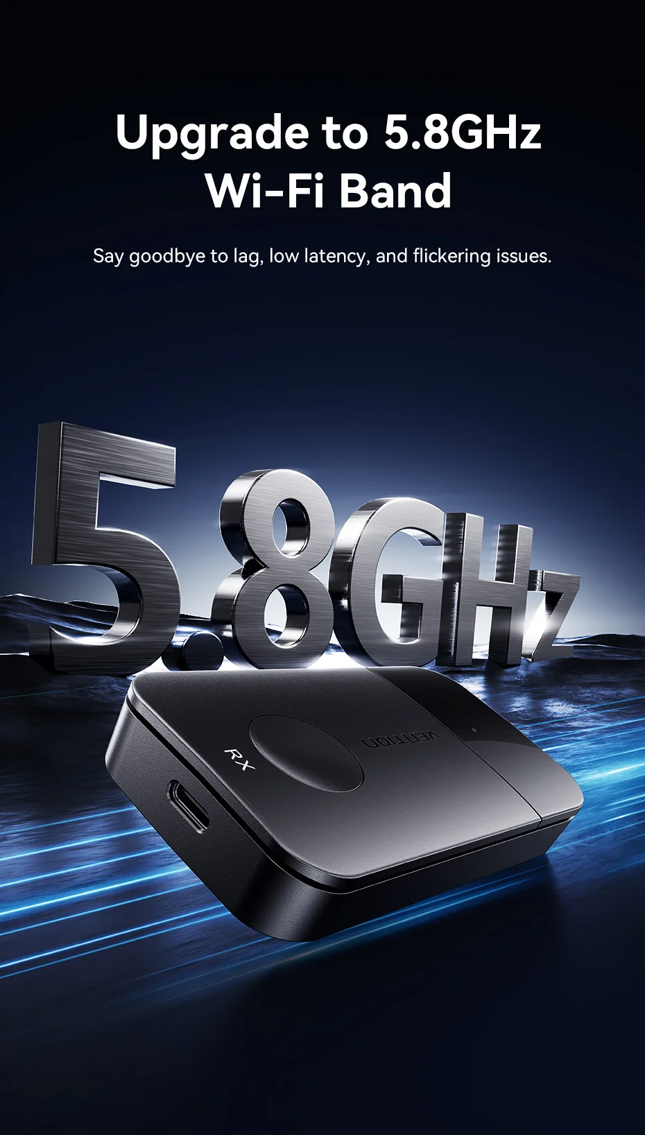 Vention Wireless HDMI Extender 4K@30Hz Video Transmitter Receiver 5GHz ...