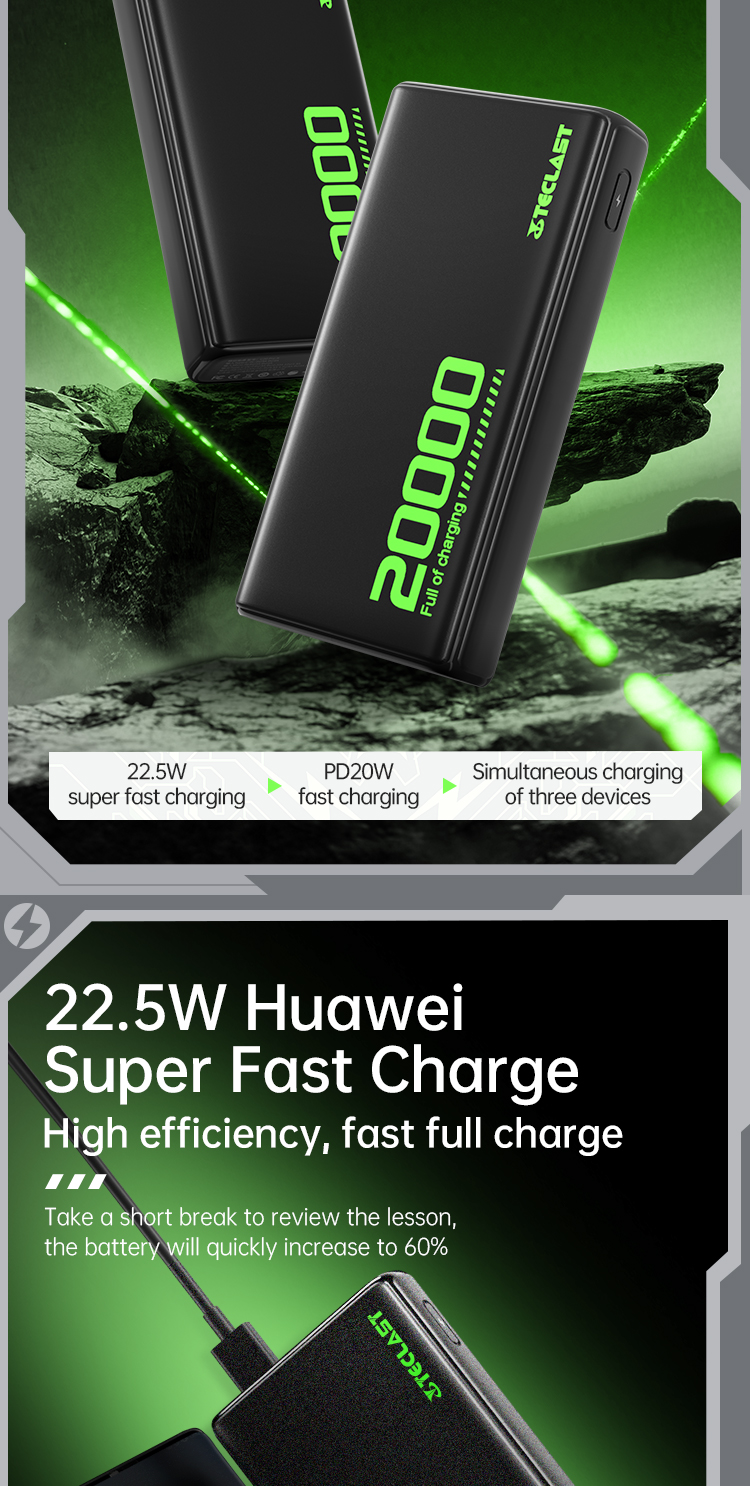 Teclast C20 PRO SCP22.5W 20000mAh fast charge 2 Input 3 Output Type-C ...