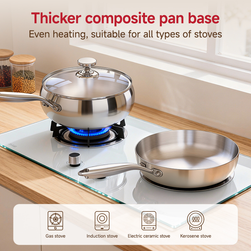 Stainless Steel Frying Pan MODOFO Induction Stove Compatible Cookware ...