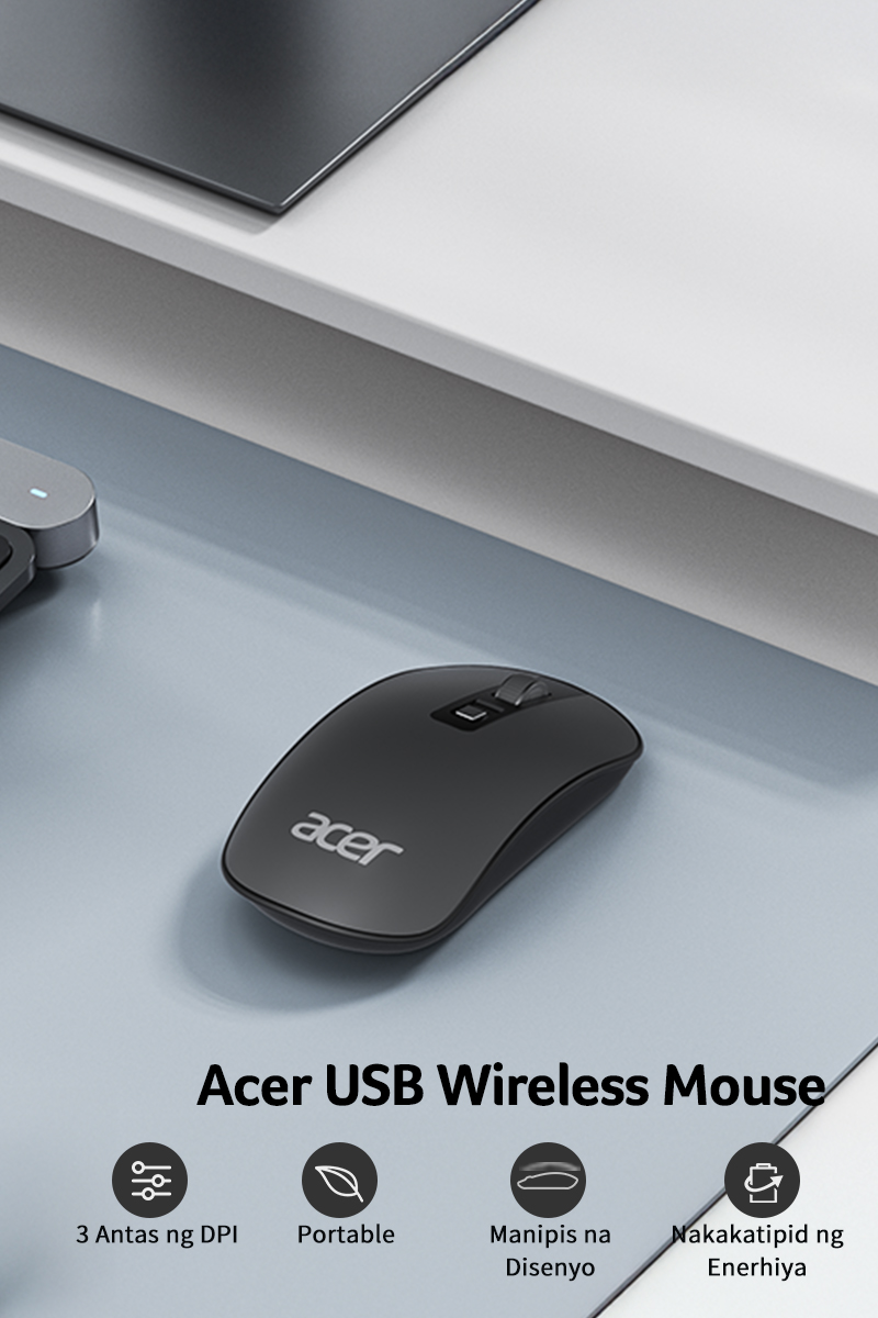 Acer Silent Wireless Mouse for Laptop, 2.4GHz Slim Computer Mouse with ...
