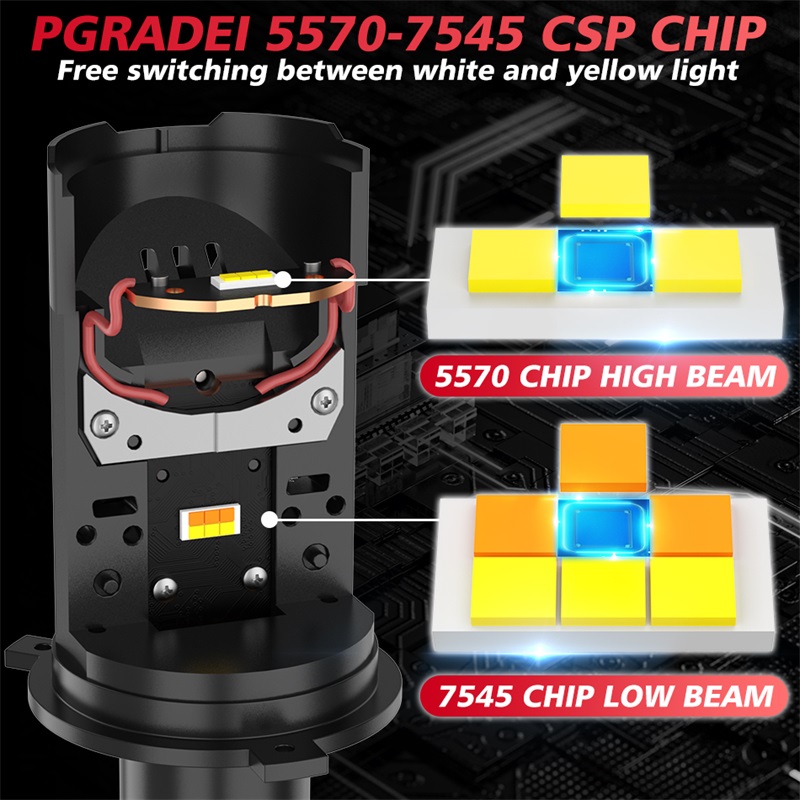 BULLVISION 6000K H4 Led Projector motorcycle Mini Lens Multi-color ...