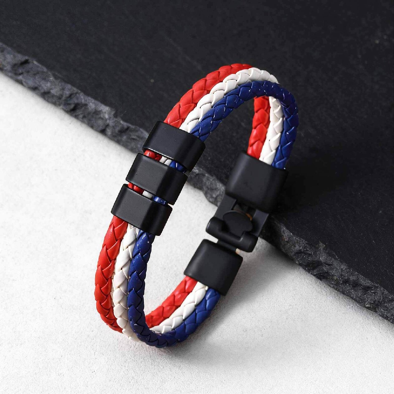 Kemstone Triple Layer Braided PU Leather Bracelet – Streetwear Style ...