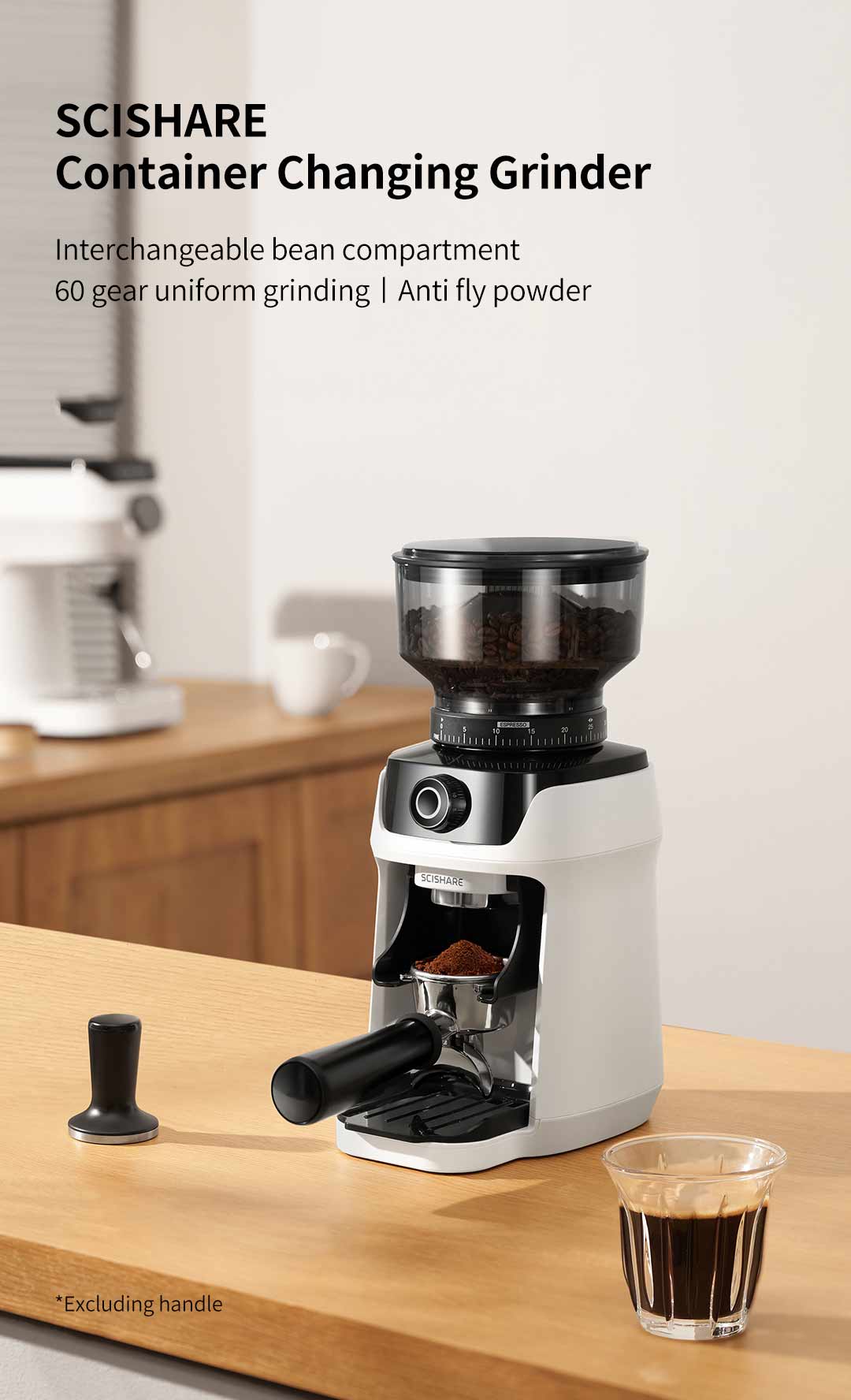 SCISHARE Coffee Grinder S3201, 60 Adjustable Settings, Swappable Bean ...