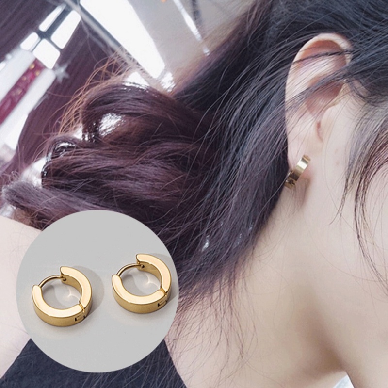 Couple Style Unisex Punk Rock Stainless Steel Huggie Ear Circle ...