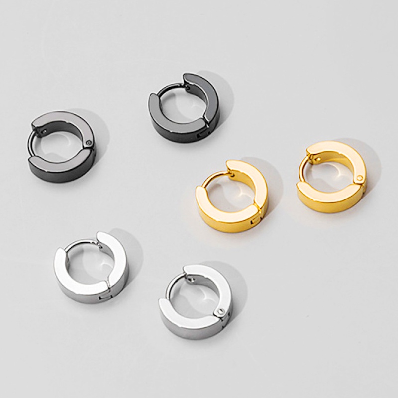 Couple Style Unisex Punk Rock Stainless Steel Huggie Ear Circle ...