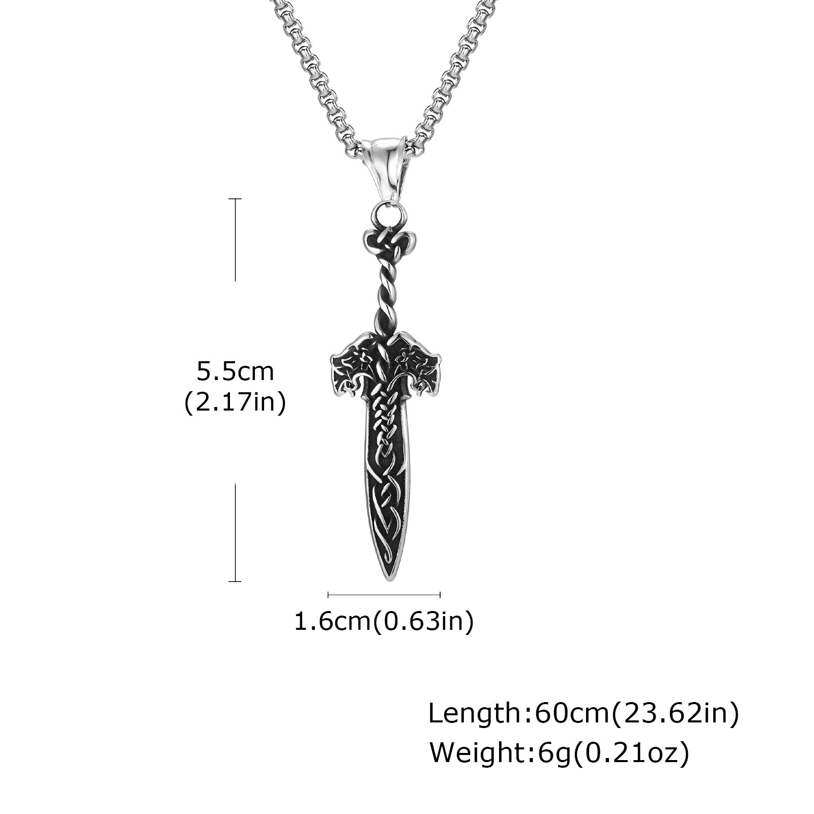 Kemstone Stainless Steel Celtic Sword Pendant Necklace – Vintage Style ...