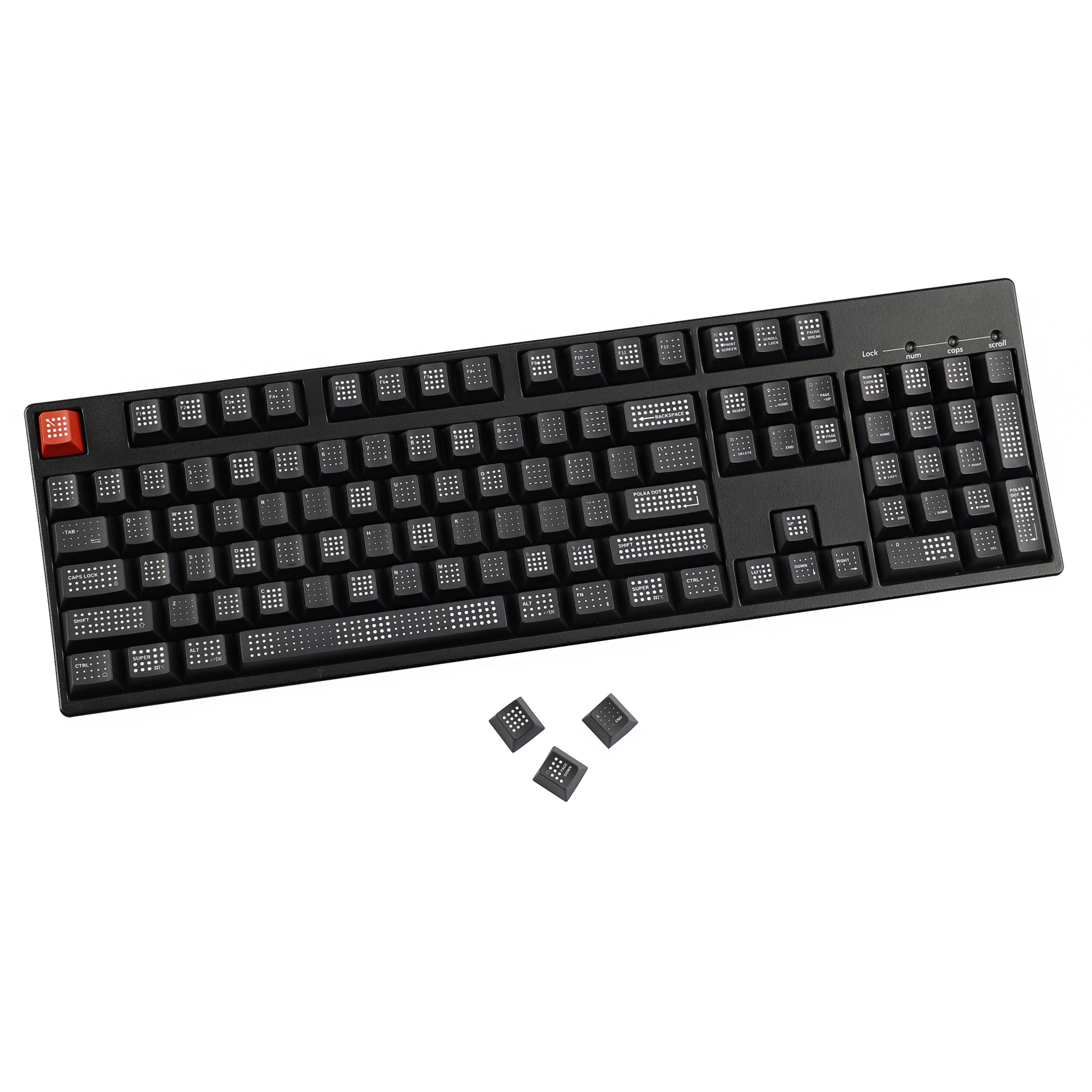 YMDK 142 Keys Polka Dot Keycaps Black Frosted Cherry Profile PBT Print ...