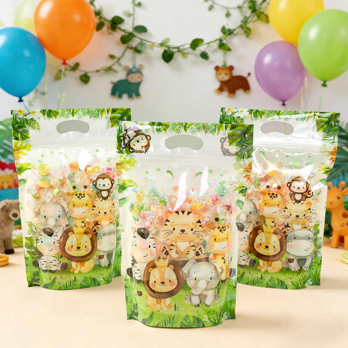 25Pcs Jungle Animal Loot Bags Giveways Safari Animal Packaging Plastic ...