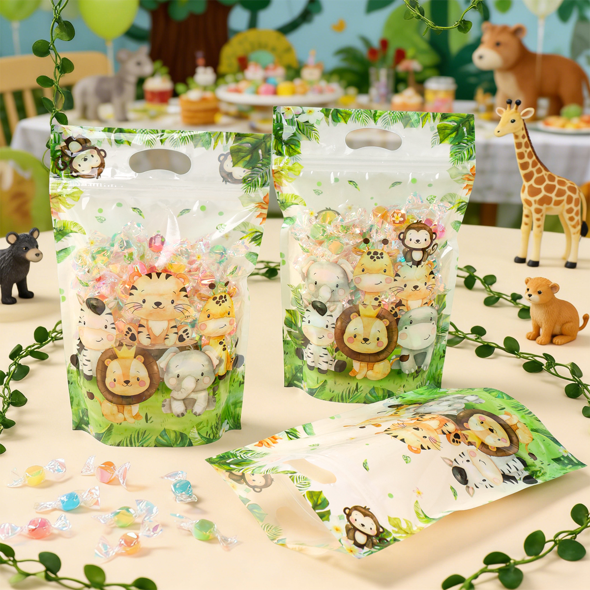 25Pcs Jungle Animal Loot Bags Giveways Safari Animal Packaging Plastic ...