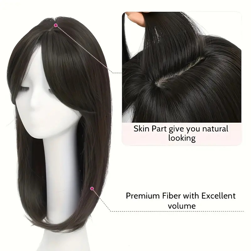 Women's wigs, long hair, slightly curly hair, with five clips, large ...