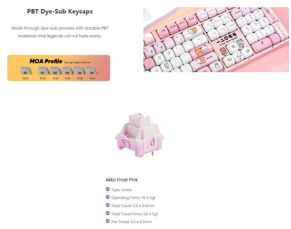 Akko Yier and Bubu 3108v3 Wireless Mechanical Keyboard, Full-size Board ...