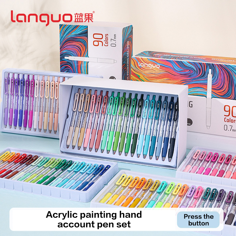 Languo 90 Color/set Press Colored Gel Pen Morandi 0.7mm Bullet Ballpen ...