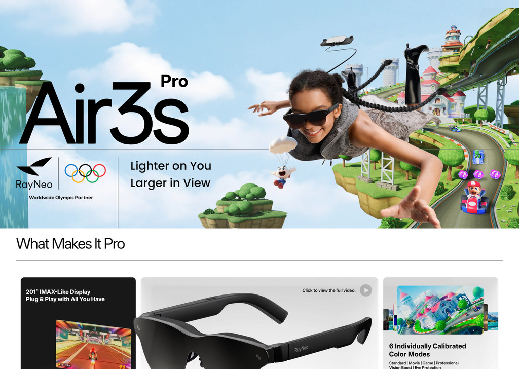 RayNeo Air 3s Pro AR Glasses Ultimate 201" Display with 1200nits for ...