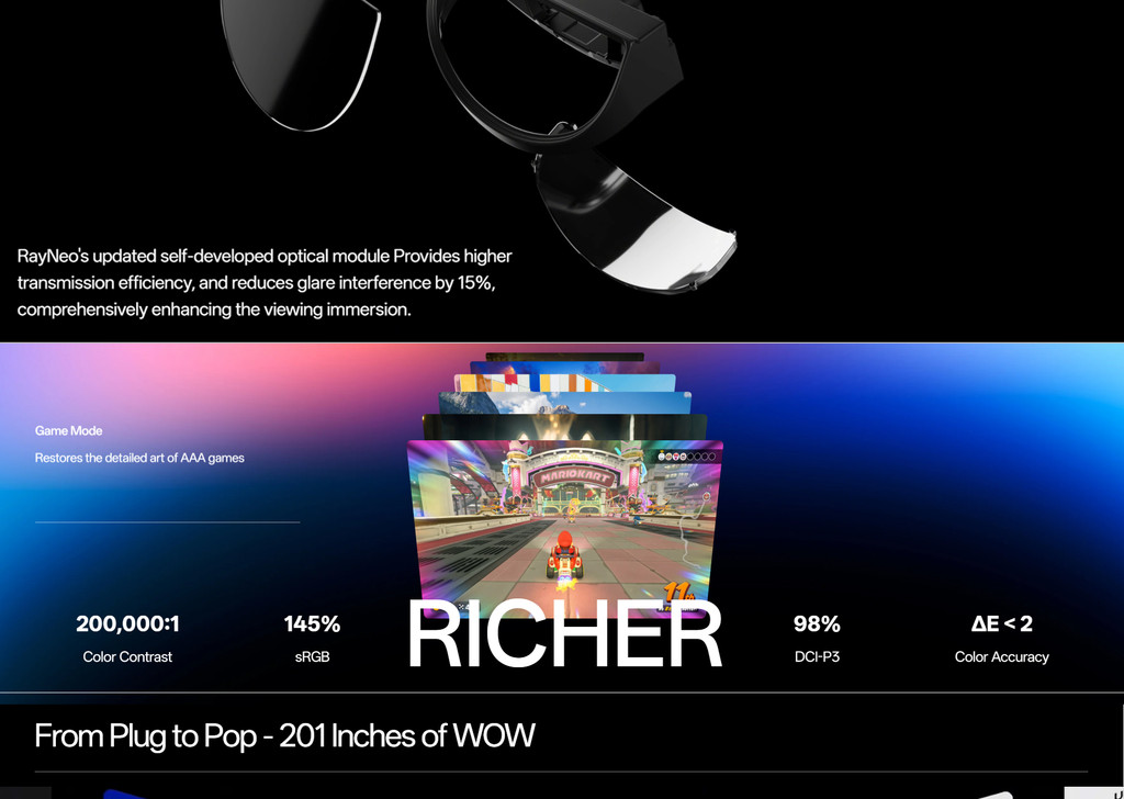 RayNeo Air 3s Pro AR Glasses Ultimate 201" Display with 1200nits for ...