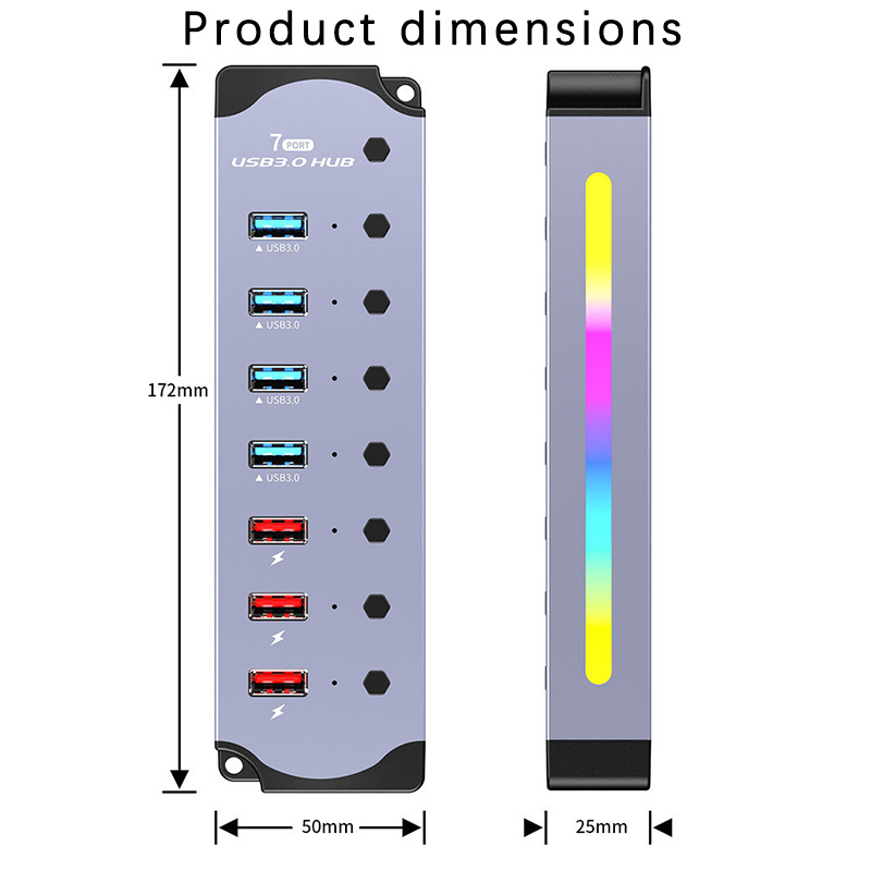 7-in-1 USB 3.0 with 12V 3A power distributor, 10Gbps independent ...