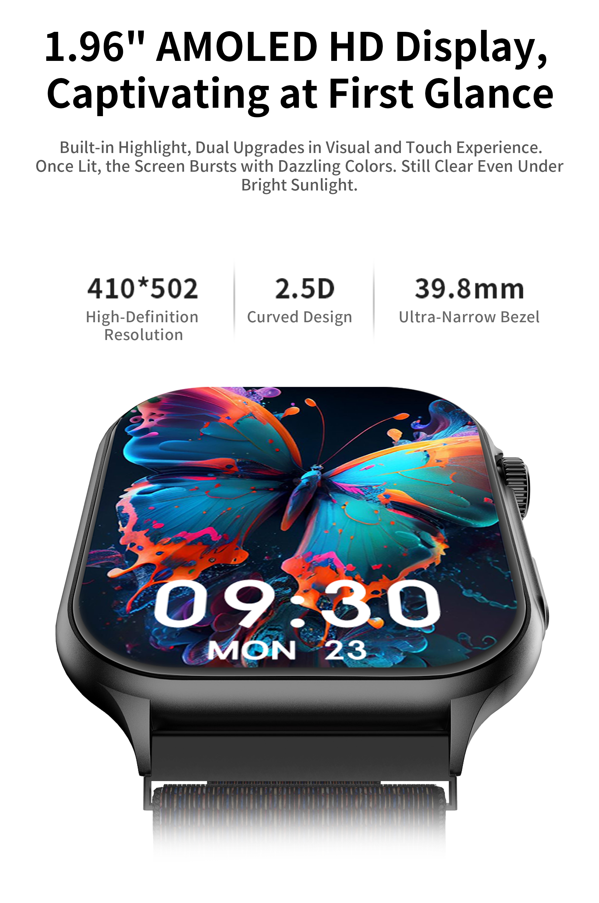 Lenovo Smart Watch 1.96'' AMOLED HD Display 9.9 mm Zinc Alloy Body 5ATM ...