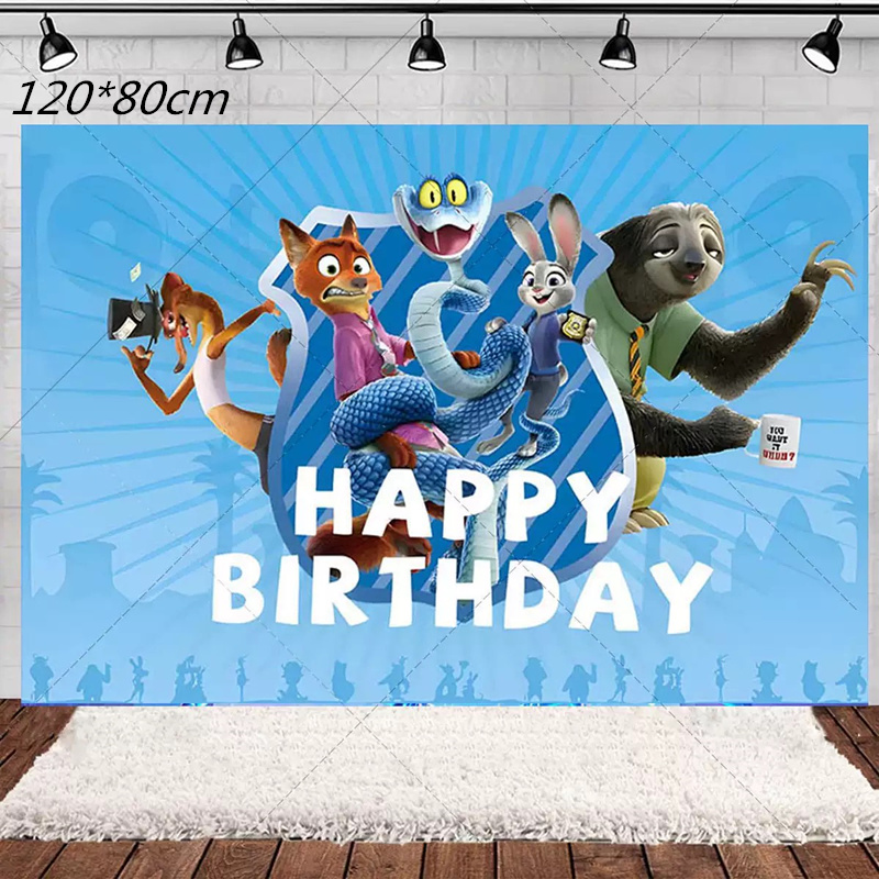 120*80cm Zootopia Judy Nick Birthday Party Background Decoration ...