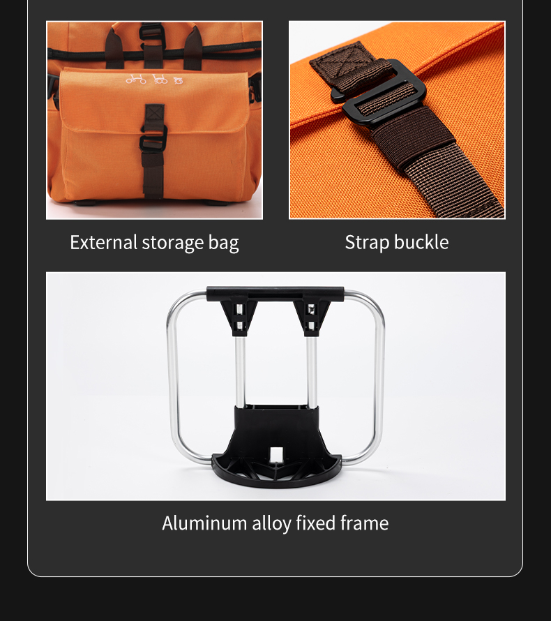 Folding Bike Backpack with Flat Frame, Waterproof Multifunctional Bicycle Front Bag Handbag for ...