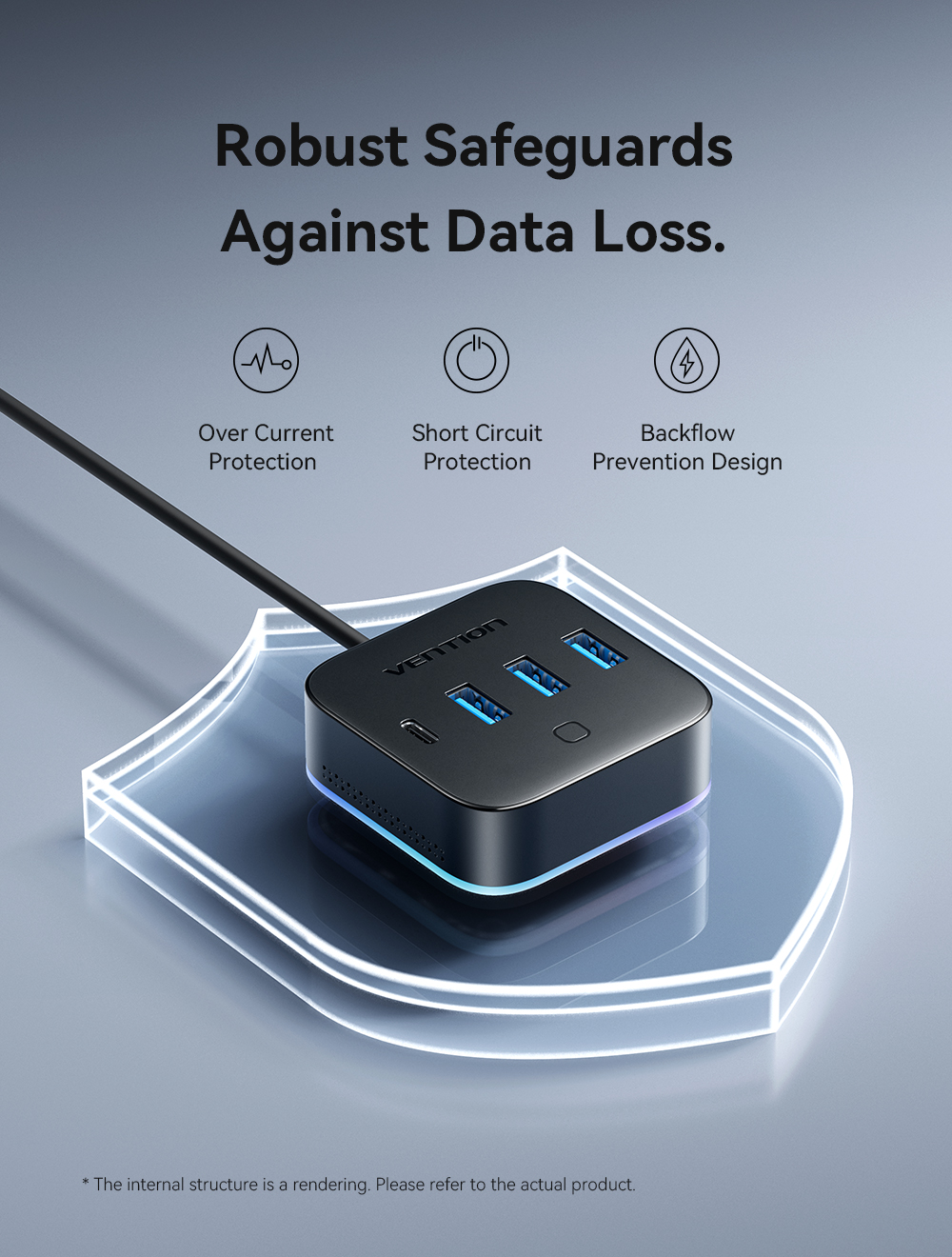Vention 5-in-1 USB Desktop Hub with 4 Ports, RGB Hub for Computers ...