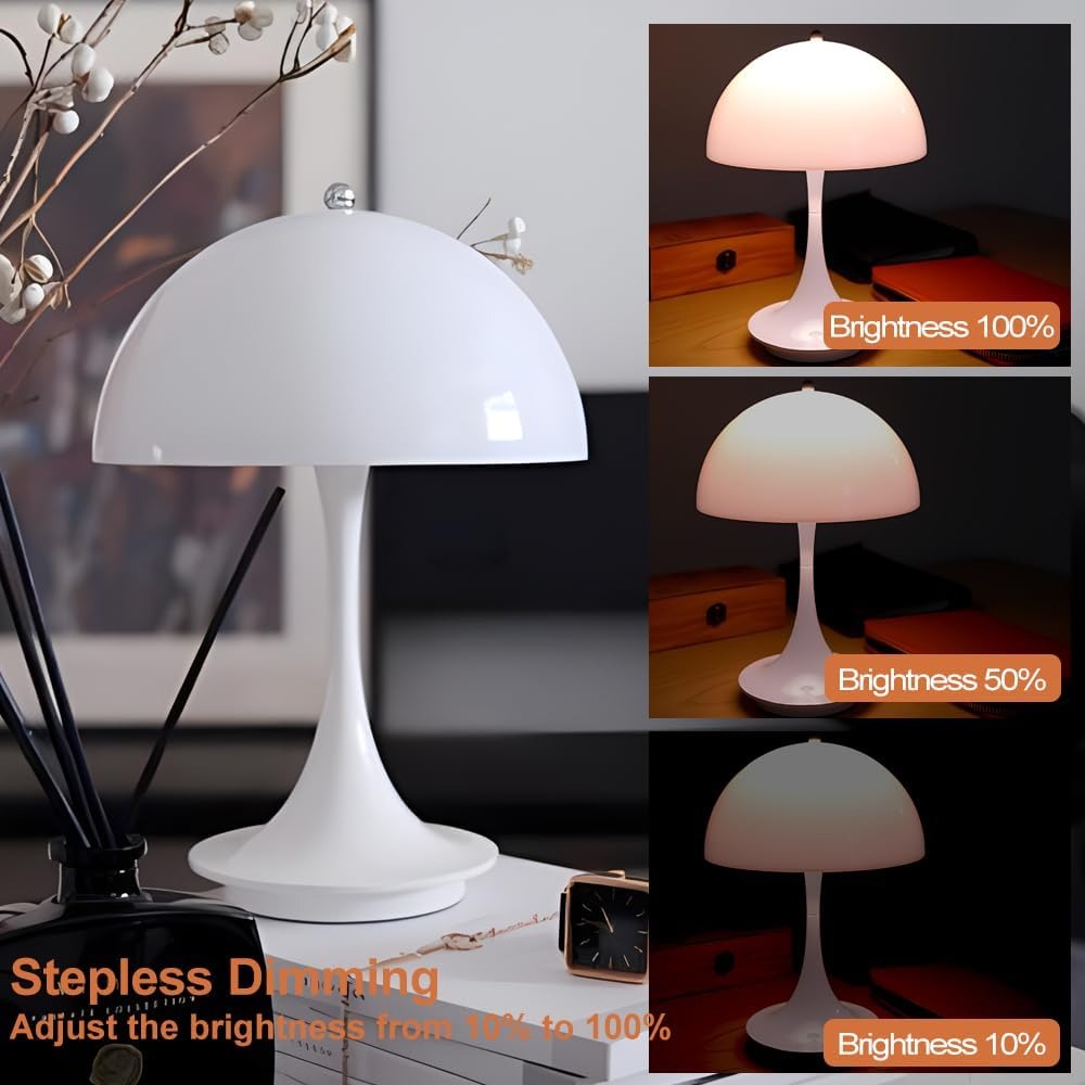 3 Color Touch Dimmable Bedside Light Rechargeable LED Nordic Table Lamp ...